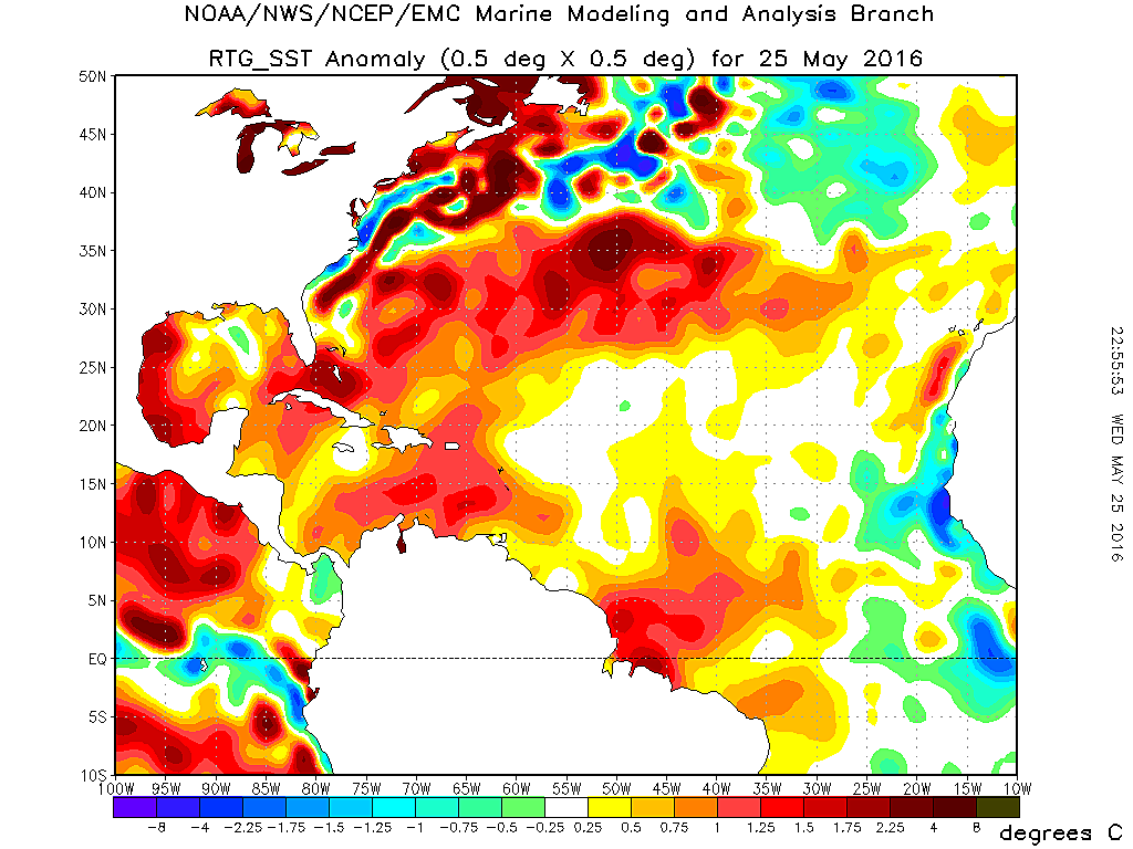 Climate Signals | Map: Late-May 2016 Atlantic SST (Anomaly) Climate Signals | Map: Late-May 2016 Atlantic SST (Anomaly)